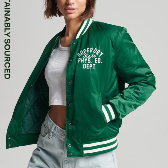 Superdry | Jackets & Coats | Superdry Varsity Bomber Jacket Fern Green ...